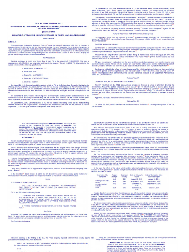 Consumer Protection Cases | PDF