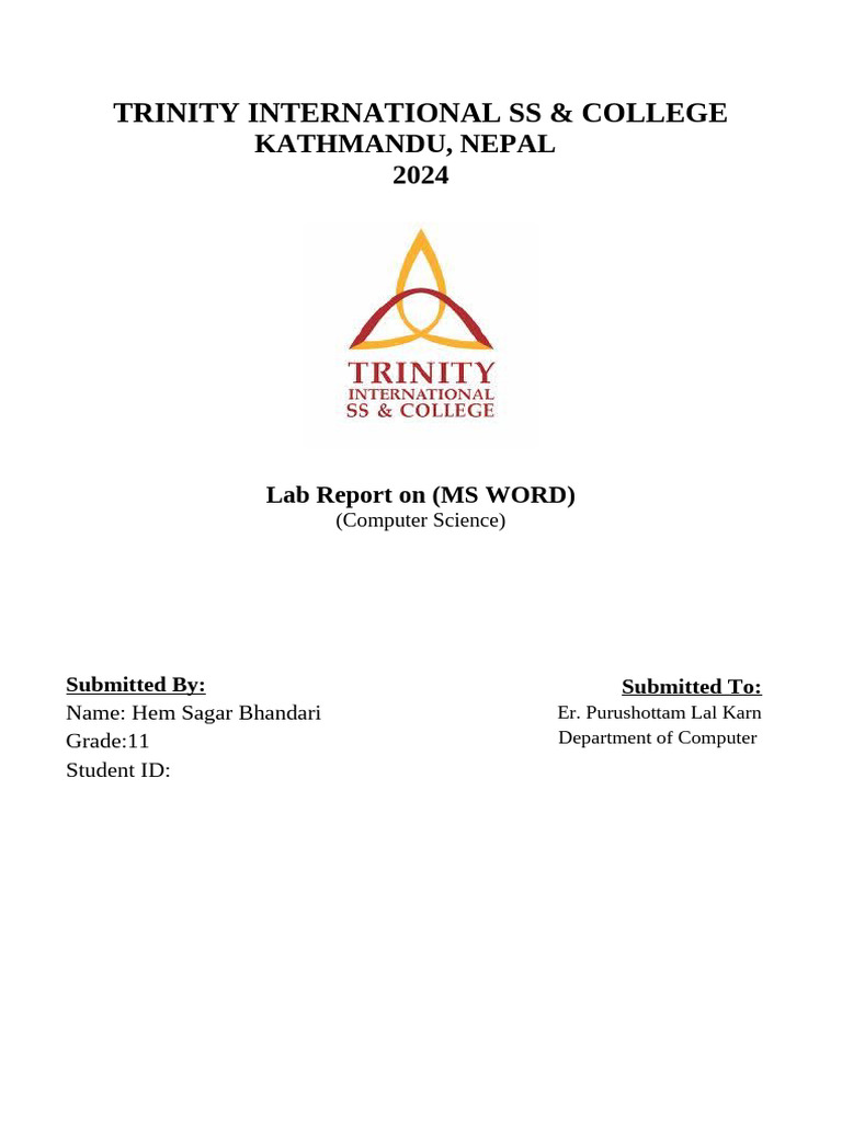 Lab Report Cover Page | PDF