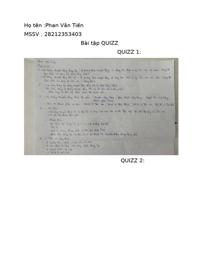 Bài tập QUIZZ | PDF