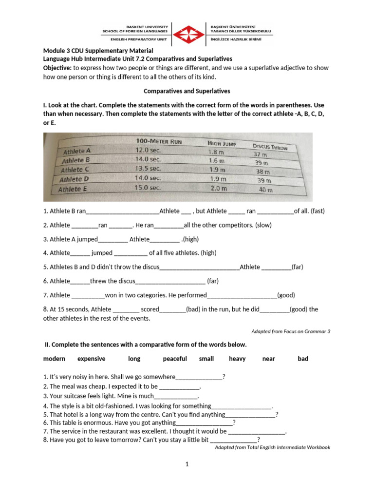 Language Hub 7.2 Comparatives and Superlatives | PDF | Pizza | Linguistics