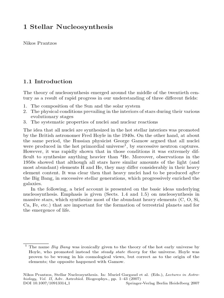 Stellar Nucleosynthesis | PDF | Stars | Atomic Nucleus