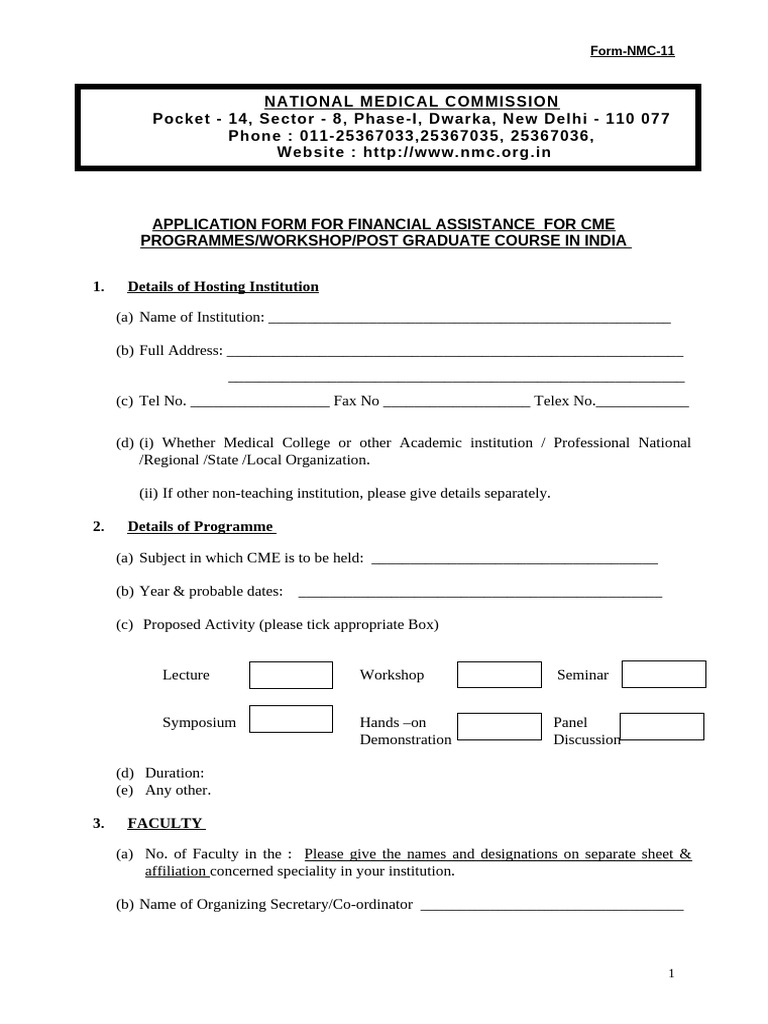 Application Form For Holding CME Programmes | PDF | Public Services ...