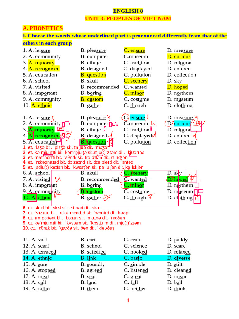 E8_unit 3_bài tập chuyên sâu_CHỮA ĐỦ | PDF | Vietnam