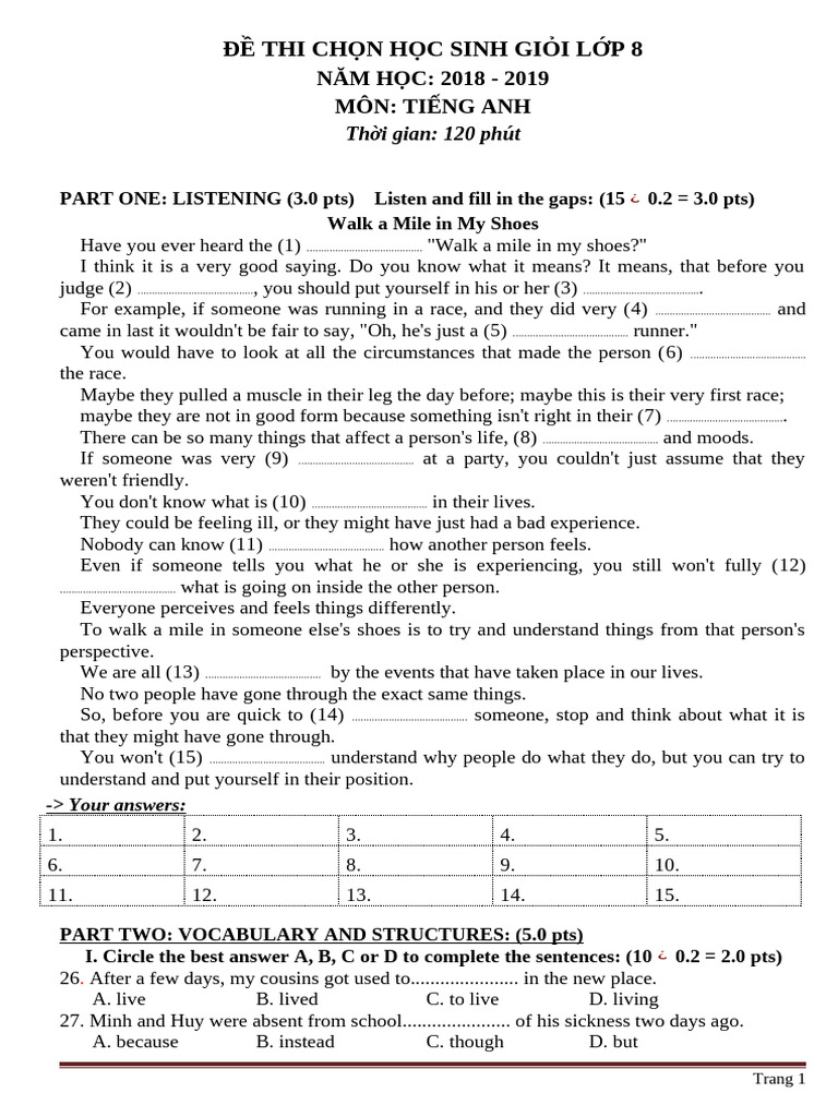 Đề ôn HSG L8 | PDF