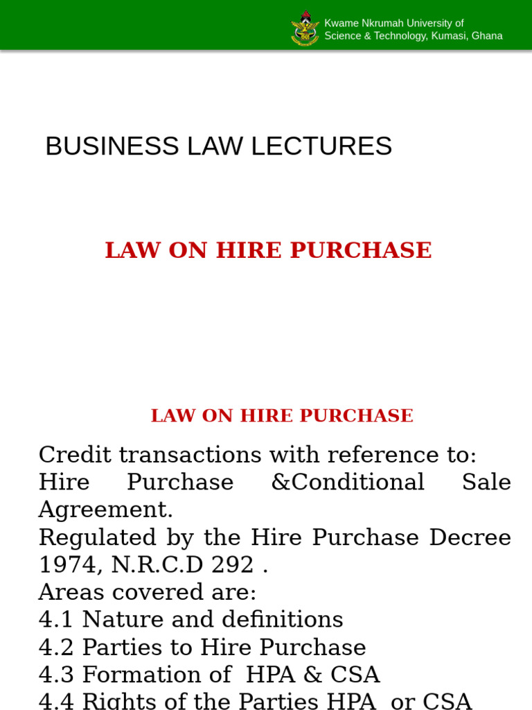 Hire Purchase Law in Ghana | PDF | Legal Liability | Private Law