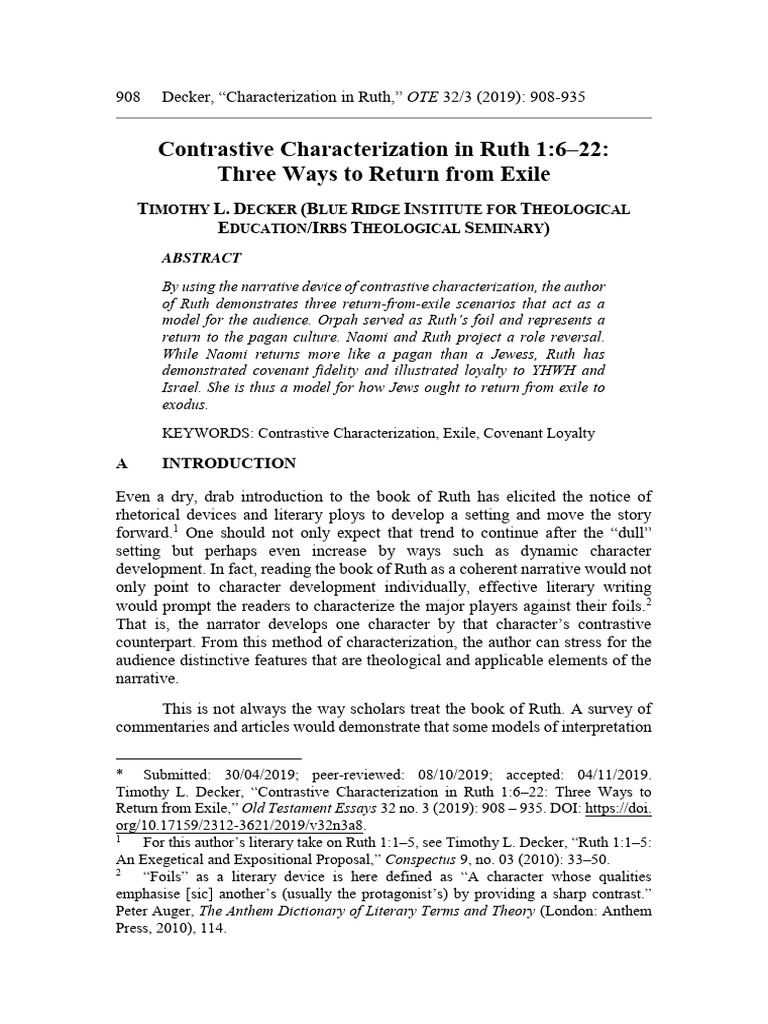 Contrastive Characterization in Ruth 1 | PDF | Ruth (Biblical Figure) | Book Of Ruth