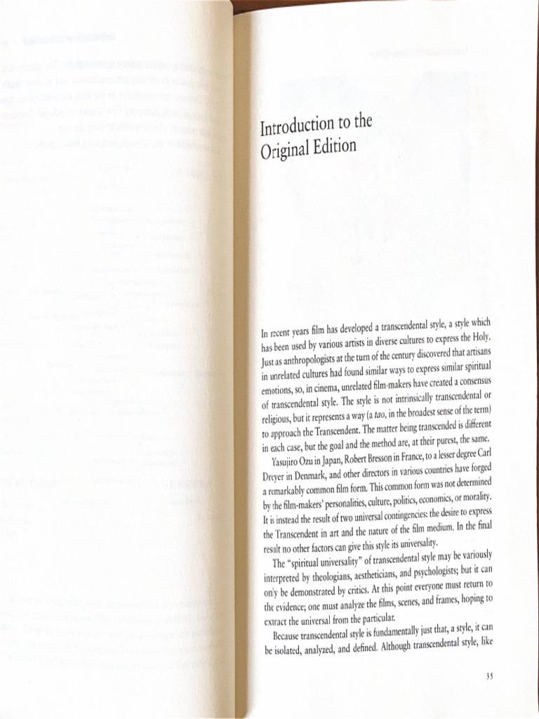 Paul Schrader - Introduction - Transcendental Style in Film (1972) | PDF