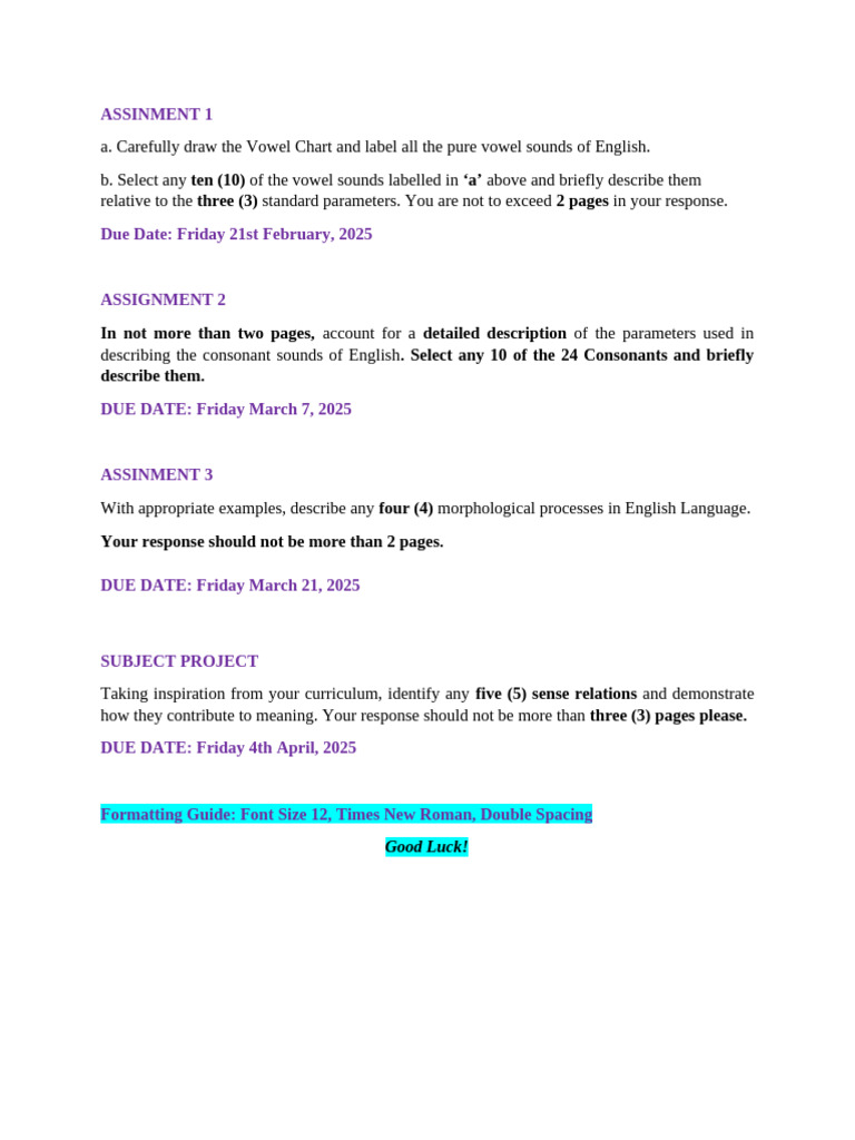 Assignment 1, 2, 3 and Subject Project | PDF