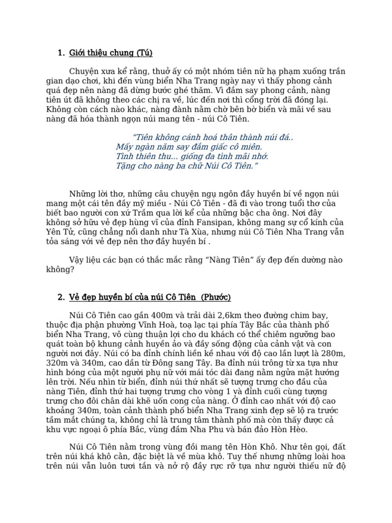 Núi Cô Tiên | PDF
