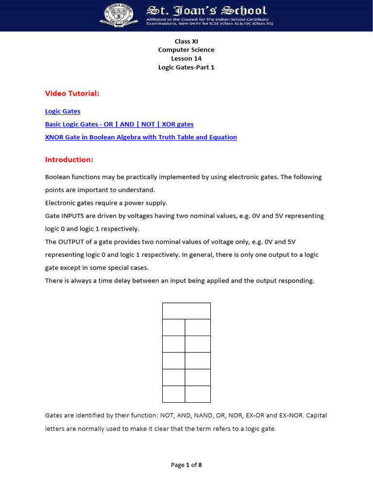 Class XI Computer Science Lesson 14 Logic Gates Part 1 Session 2023-'24 ...