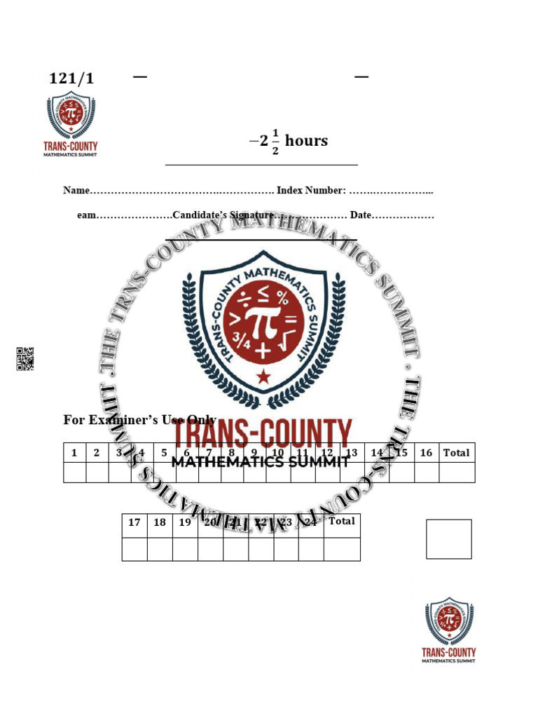 2025t1p1the Trans-County Mathematics Summit | PDF