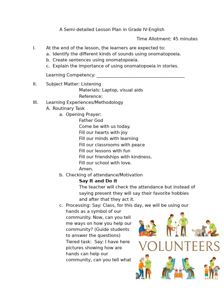 Sample Lesson Plan Sentence | PDF | Subject (Grammar) | Lesson Plan