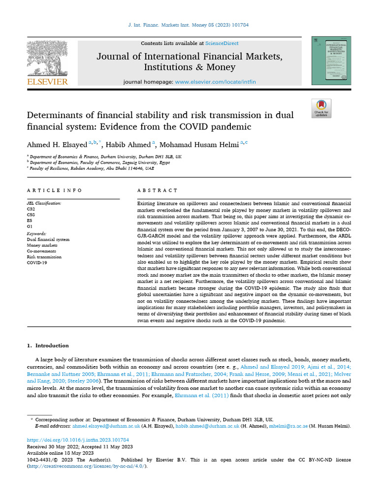 Financial Stability in Dual Systems | PDF | Financial Contagion ...