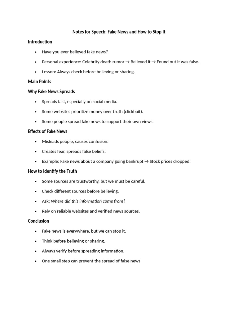 Notes For Speech | PDF