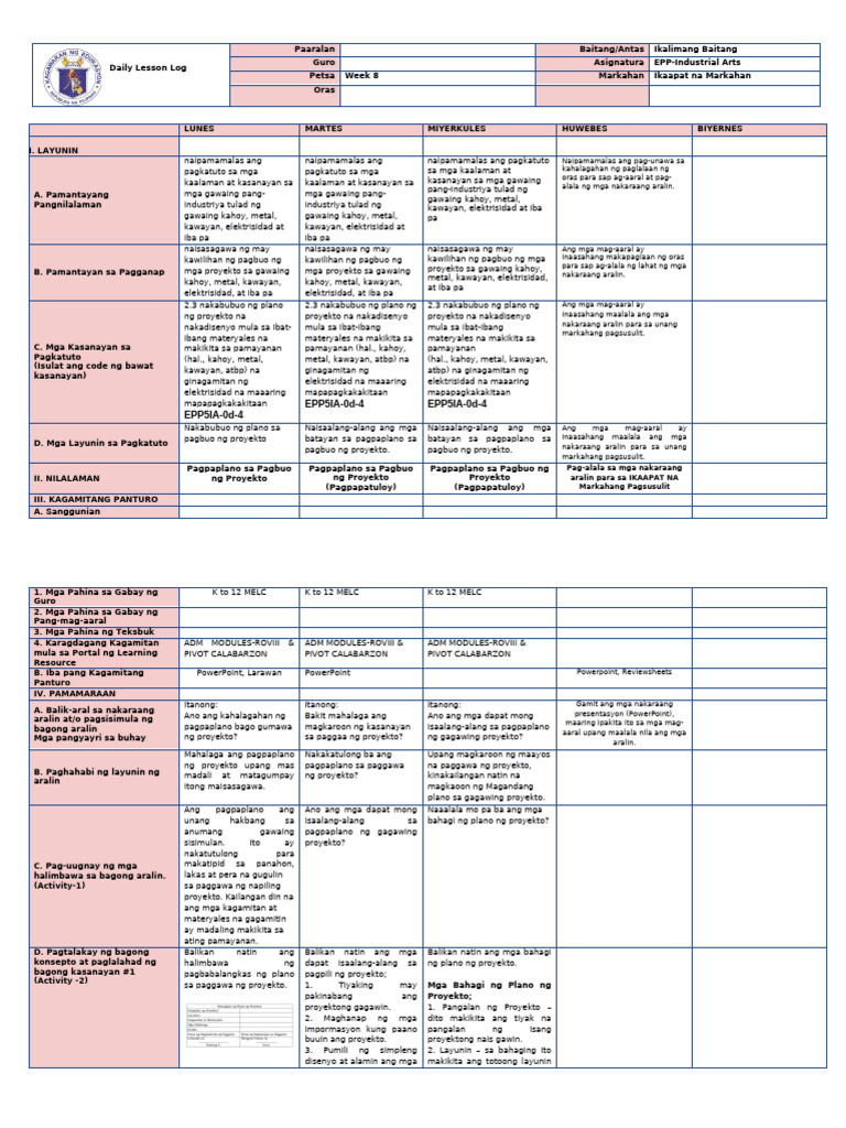 DLL Week 8-q4 Epp 5 | PDF