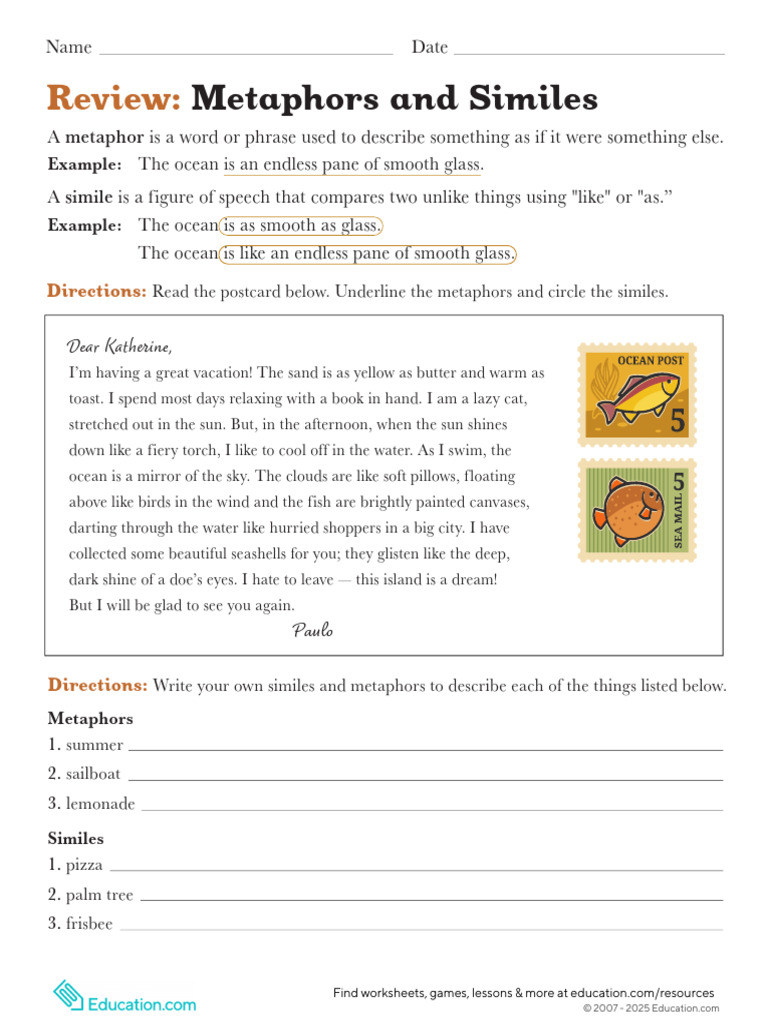 Review Metaphors and Similes | PDF