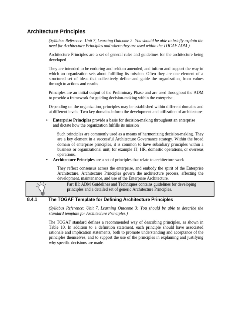 TOGAF Architecture Principles Overview | PDF | Business