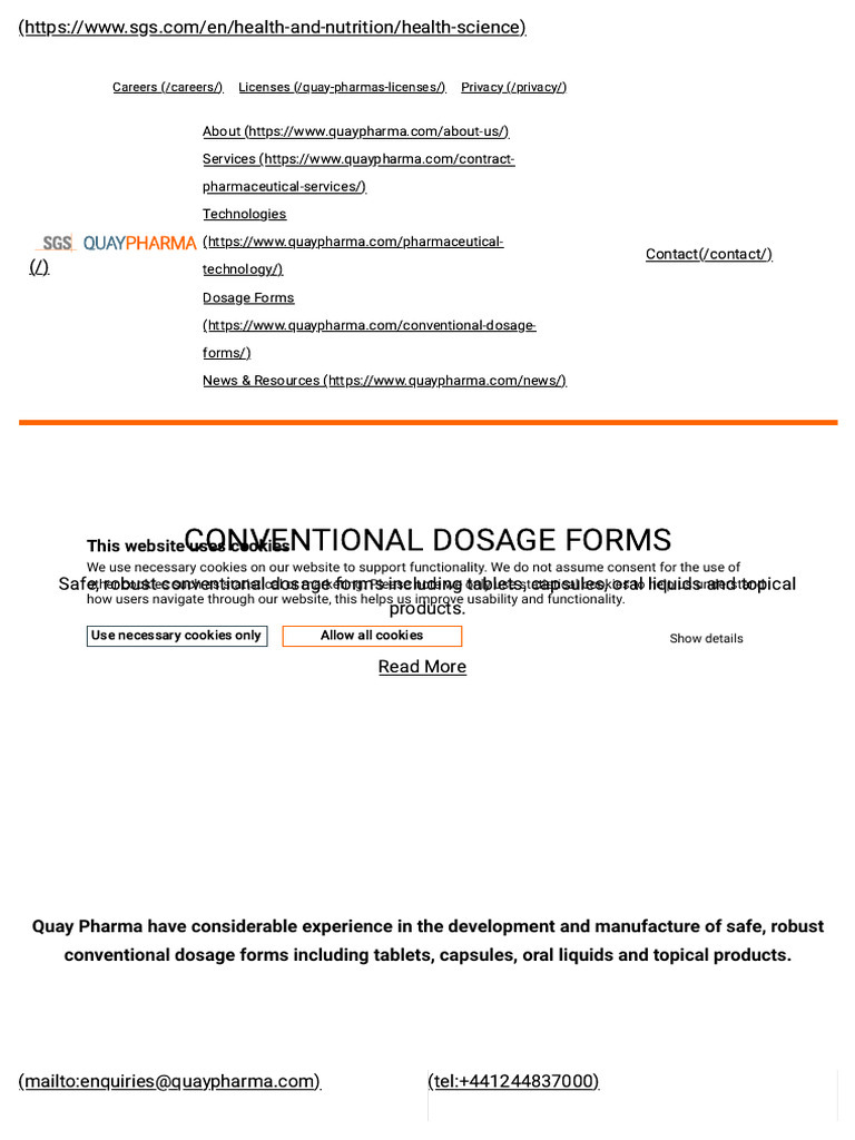 Dosage Forms _ Quay Pharma | PDF | Pharmaceutical Formulation | Tablet ...