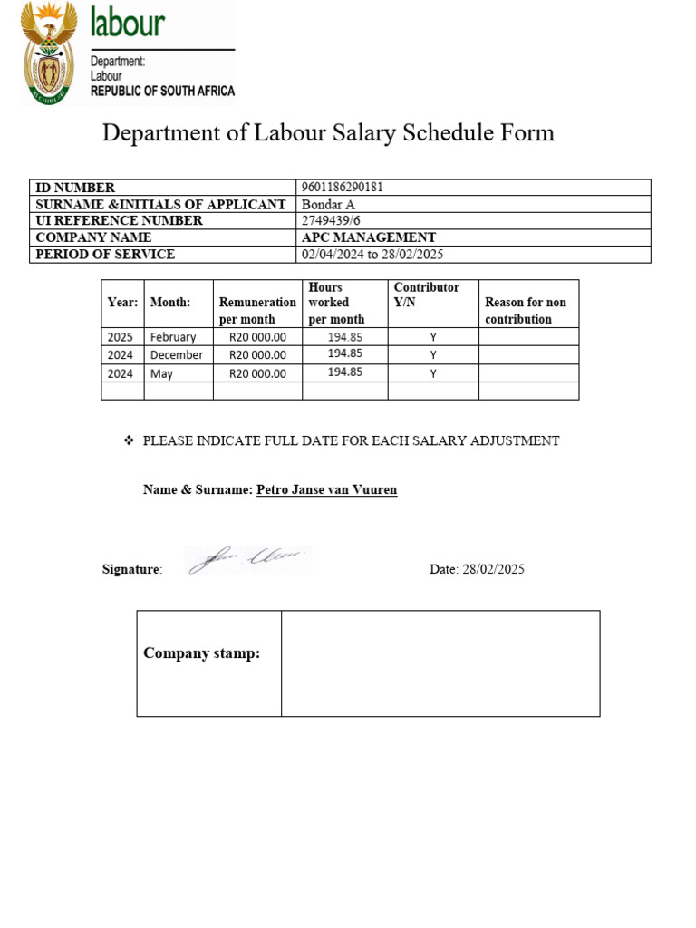 Artem Bondar Salary Schedule | PDF