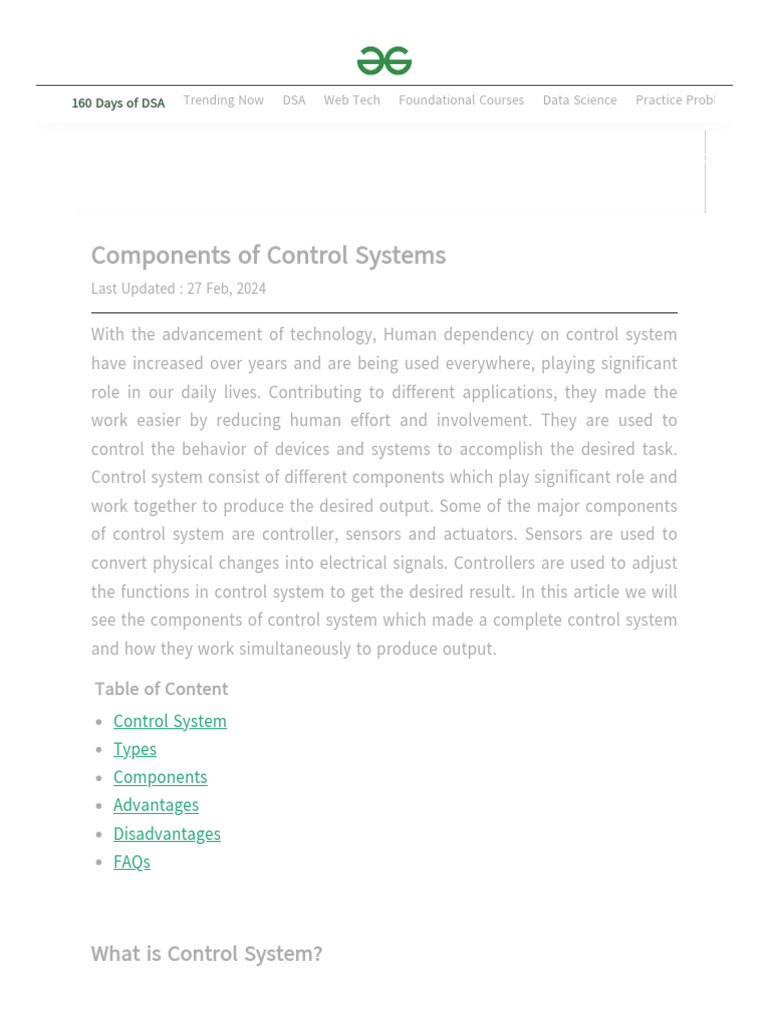 Components of Control Systems _ Control System Made Up of | PDF ...