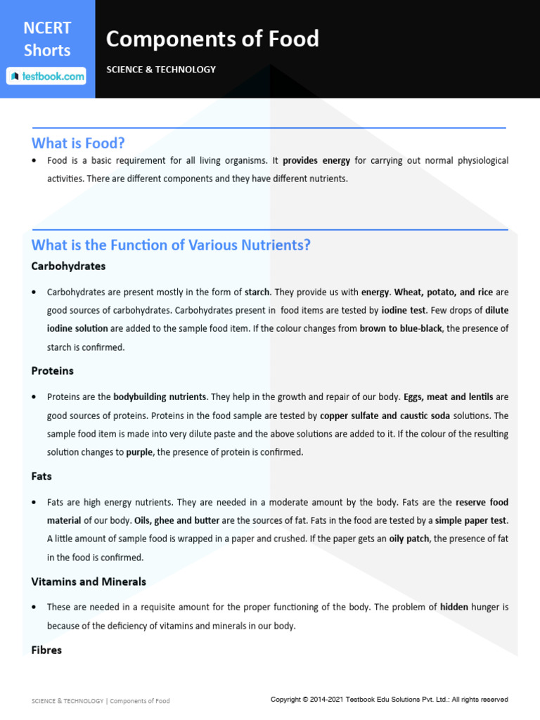 NCERT Short Notes - Science & Technologyae | PDF