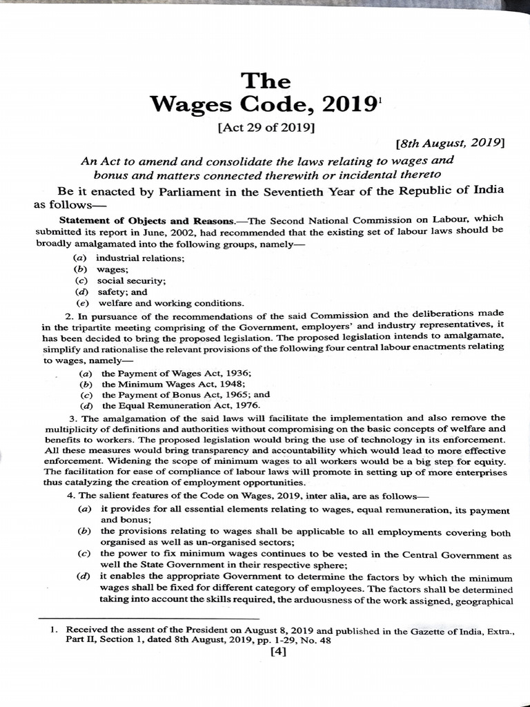 Code On Wages | PDF