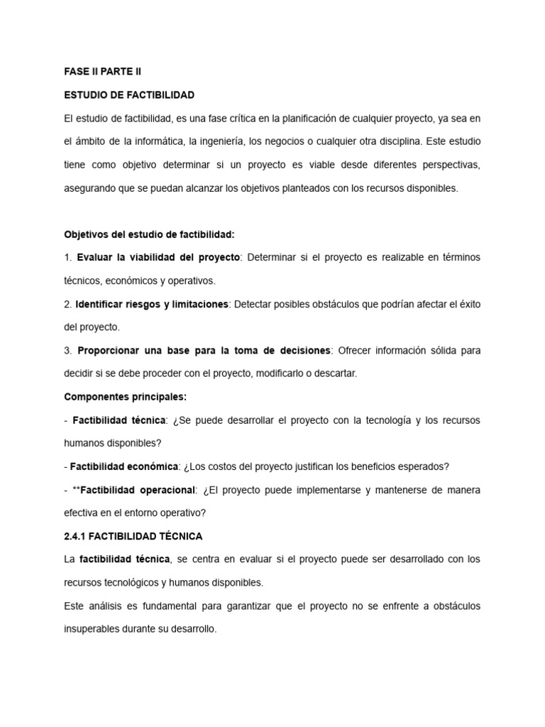 Fase II Parte II | PDF | Software | Estudio de factibilidad