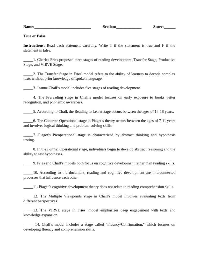 Paper and Pencil Test | PDF