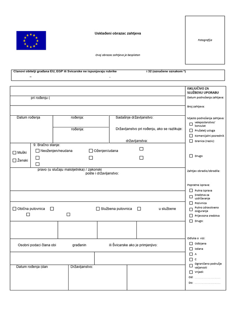 HR Schengen Visa Application Form - Croatian | PDF