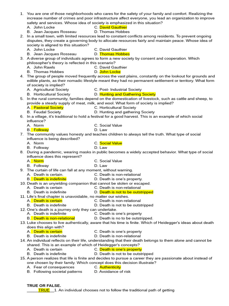 Reviewer-Philosophy-Final-Exam | PDF | Society | John Locke