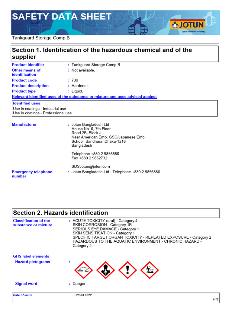 SDS 739 Tankguard Storage Comp B Euk MSL BD | PDF | Toxicity ...