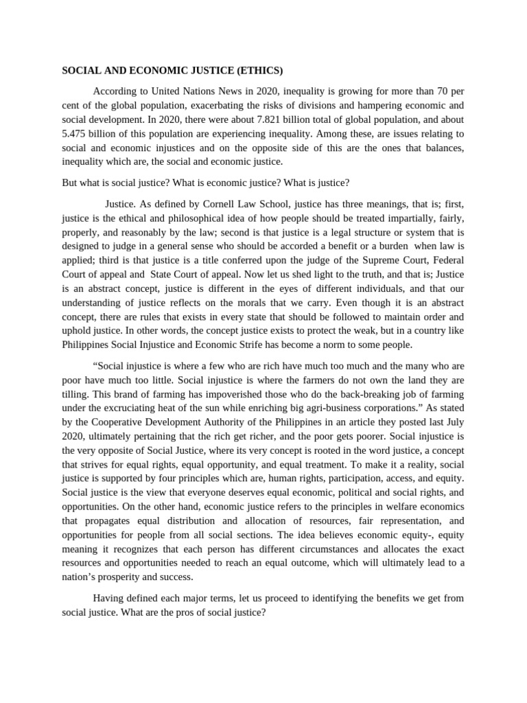 Social and Economic Justice Explained | PDF | Justice | Crime & Violence