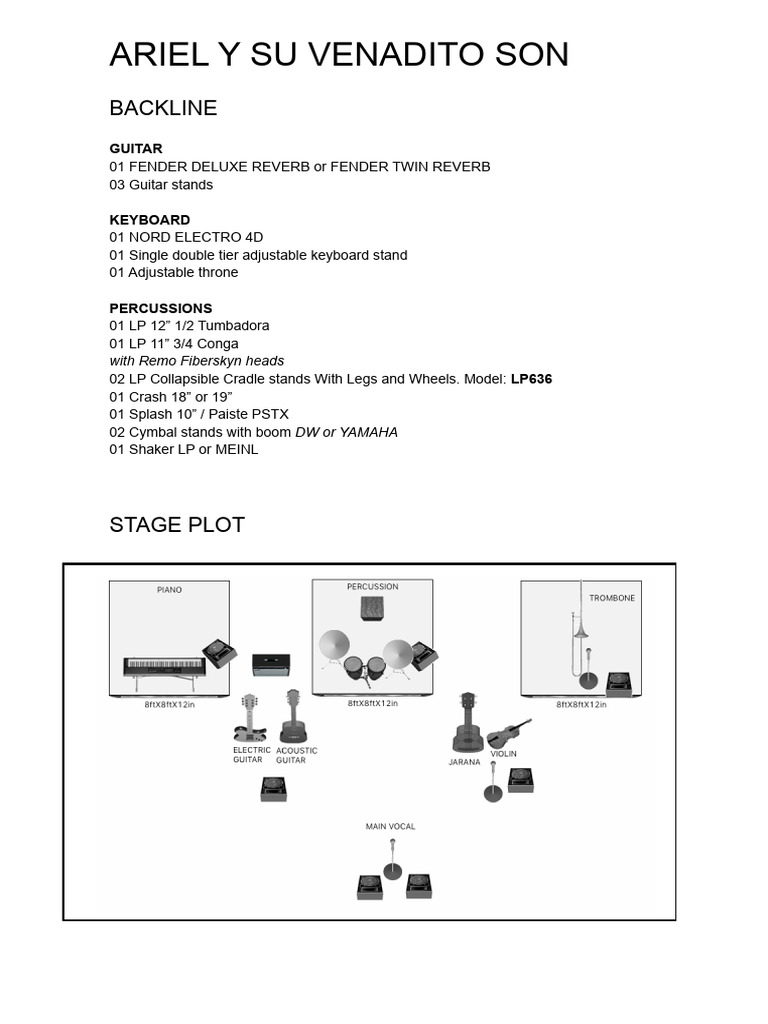 Ariel y Su Venadito Son Backline Plot Inputlist PDF | PDF