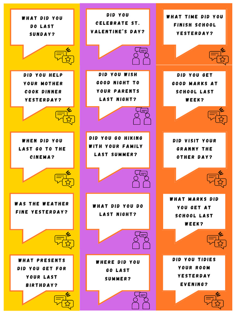 Past Simple Speaking Questions | PDF
