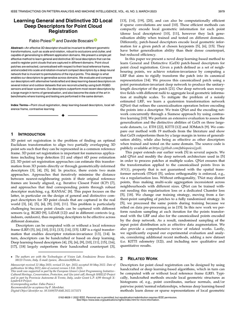 General and Distinctive 3D Descriptors | PDF | Applied Mathematics