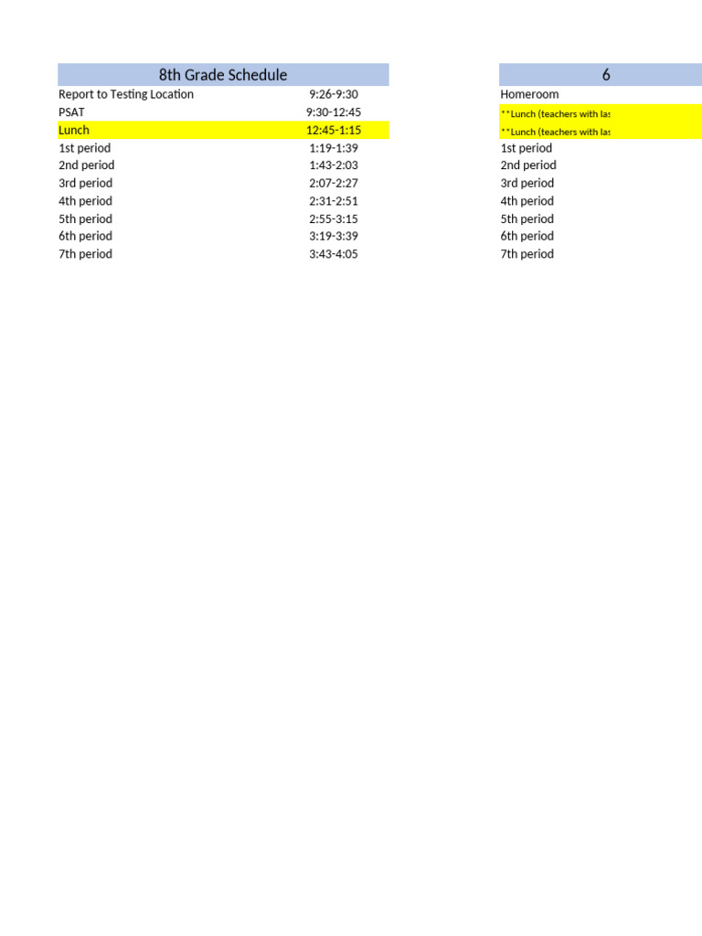 PSAT 2024 Bell Schedule | PDF