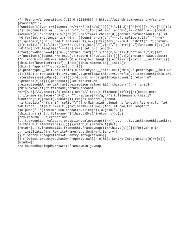 Sentry RewriteFrames Integration Code | PDF