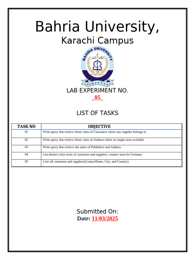 DBMS Lab 05 (Bukc) | PDF | Databases | Sql