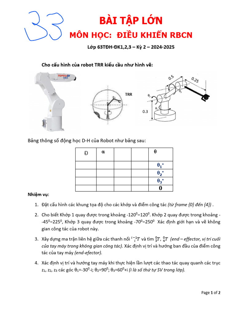 2025 - Bài tập lớn DKRBCN | PDF