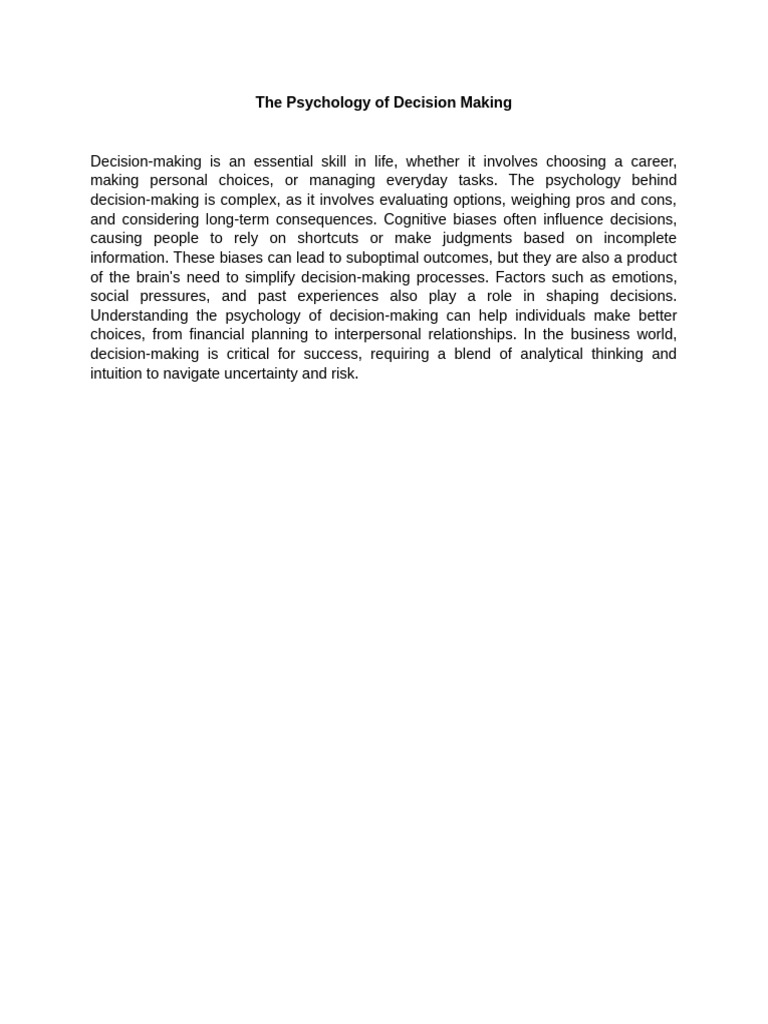 Understanding Decision-Making Psychology | PDF