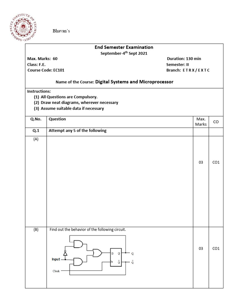 Ese21 Sep Sem2 DSM Etrx Extc | PDF | Computer Science | Computing