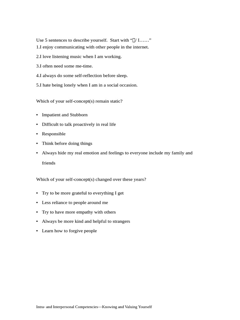 IIC Worksheet 1 | PDF