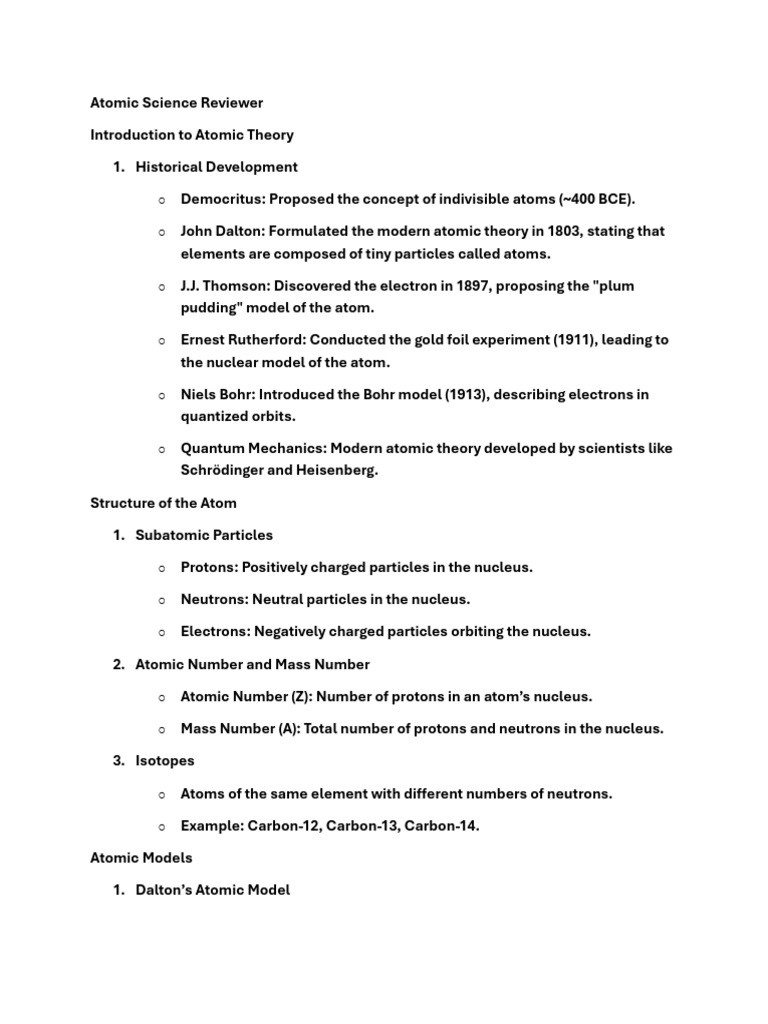 Atomic Theory and Structure Explained | PDF | Atoms | Atomic Nucleus