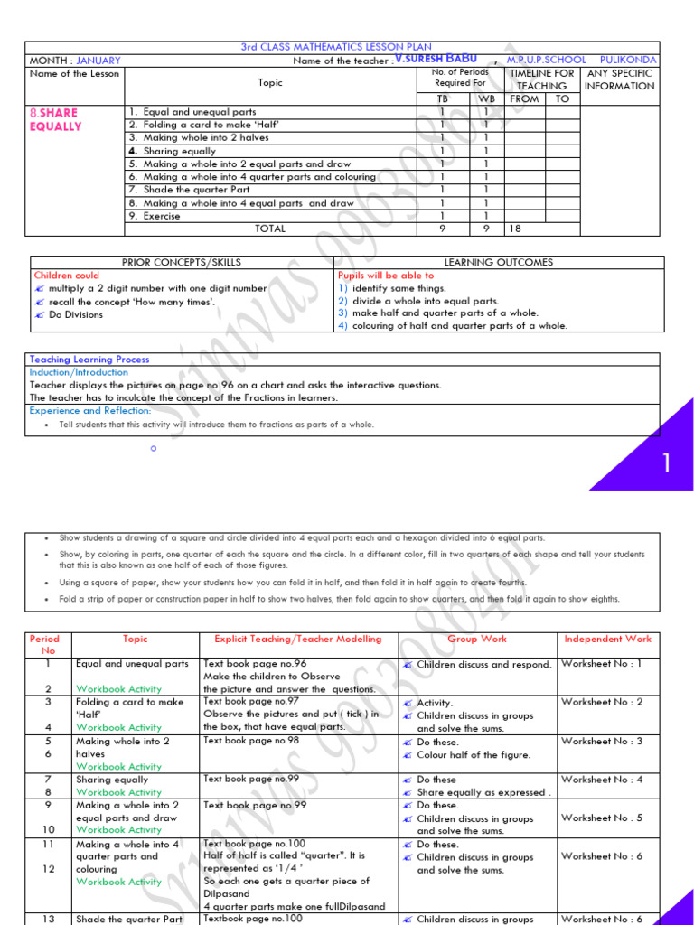 3rd 8.SHARE EQUALLY | PDF | Worksheet | Books