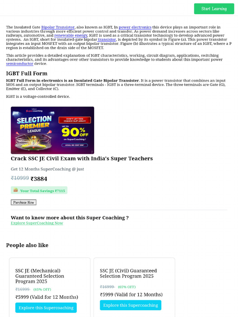 IGBT (Insulated Gate Bipolar Transistor) - Symbol, Working ...