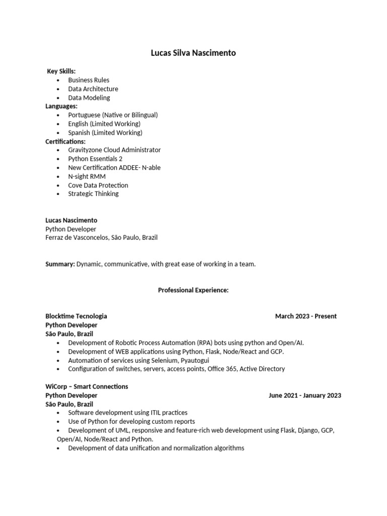 Lucas Silva Nascimento python-- | PDF | Sql | Python (Programming Language)