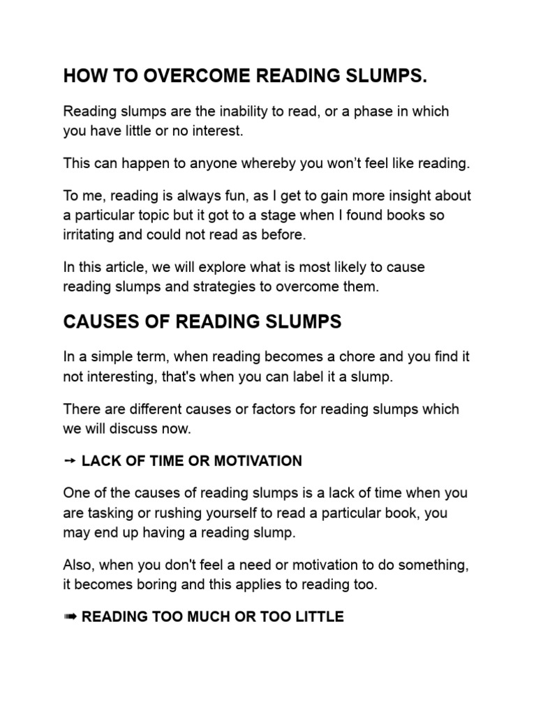 How to Overcome Reading Slumps | PDF | Human Communication | Cognitive Science
