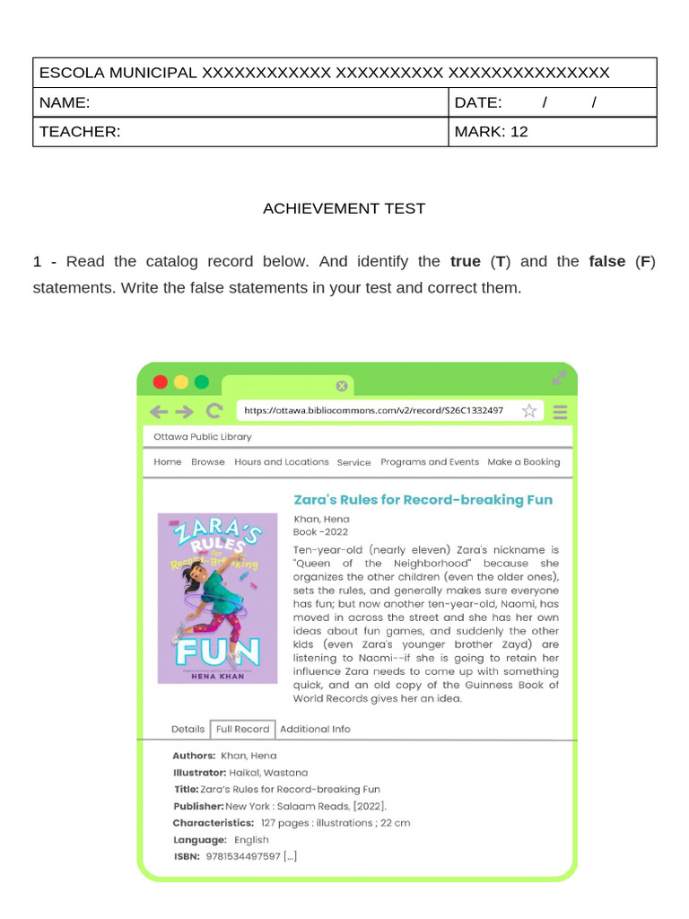 Achievement Test | PDF