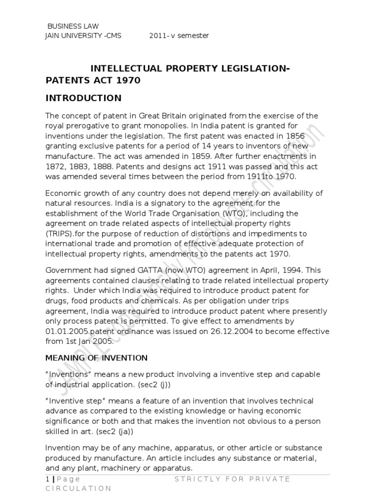M 2 Intellectual Property Legislation | PDF | Glossary Of Patent Law ...