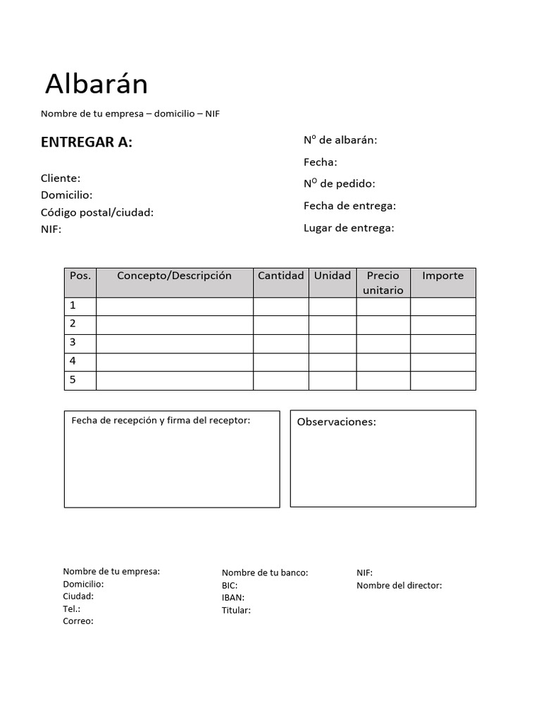 Plantilla Albaran | PDF